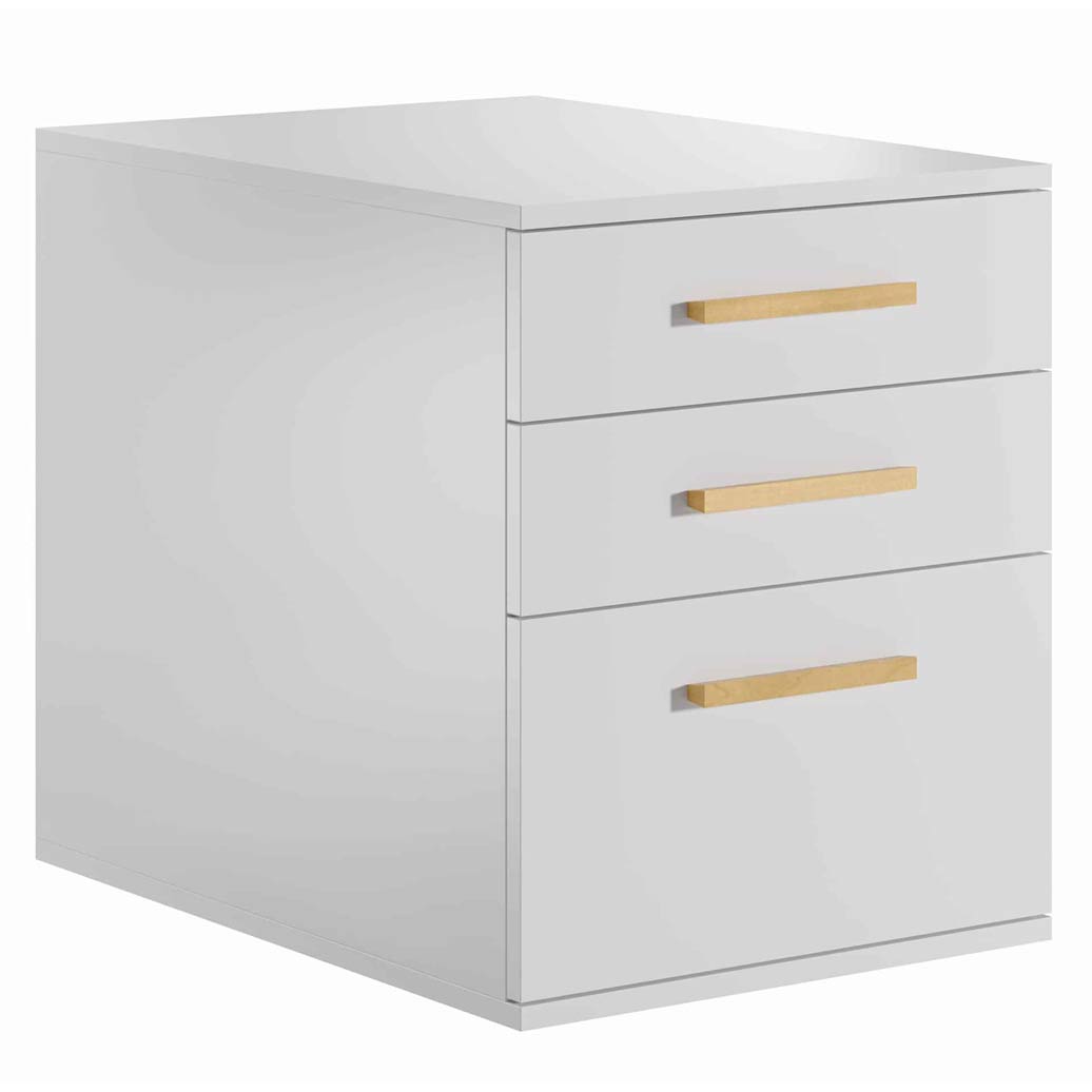 Corner loft desk Scandinavian white with drawers