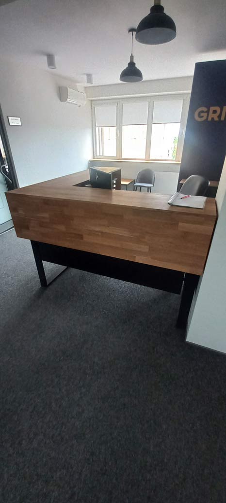 Wood and metal reception counter in modern style