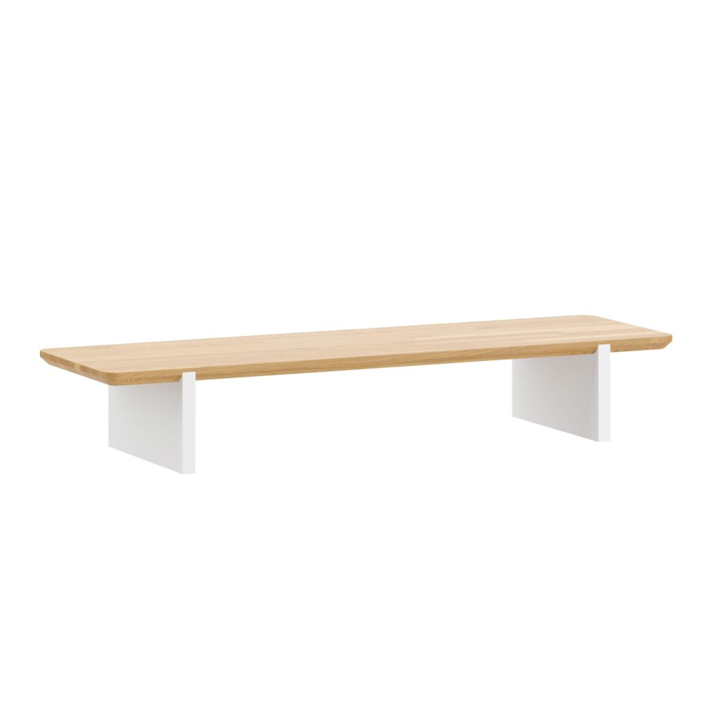 Solid wood desk extension for monitor, black